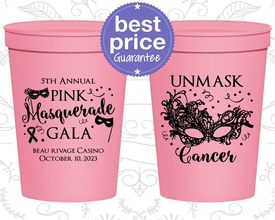 Breast Cancer Plastic Cups, Breast Cancer Awareness Party Favors ...