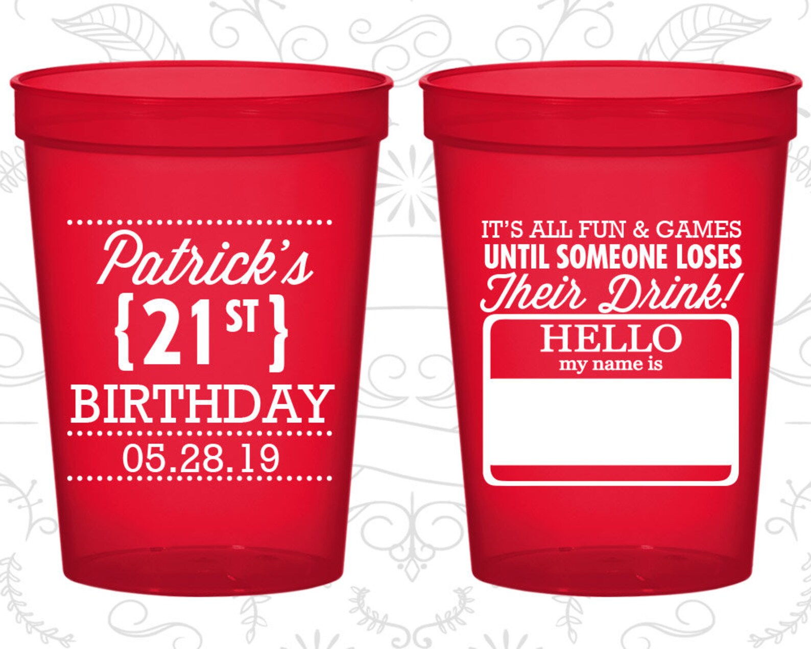 21st Birthday Cups Cheap Party Cup Favors Name Tags for - Etsy