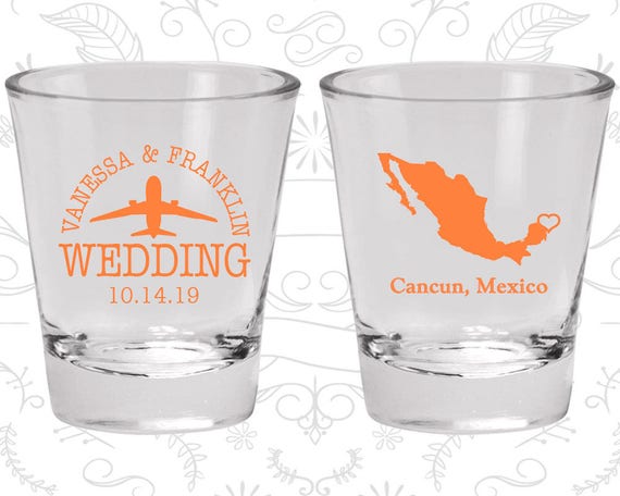 Mexico Wedding Shot Glasses, Imprinted Glassware, Destination Wedding ...