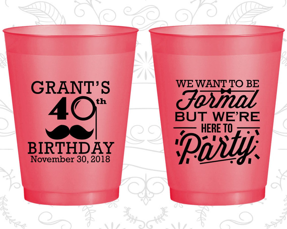 40th Birthday Frosted Cups Mustache Birthday Formal but Here | Etsy