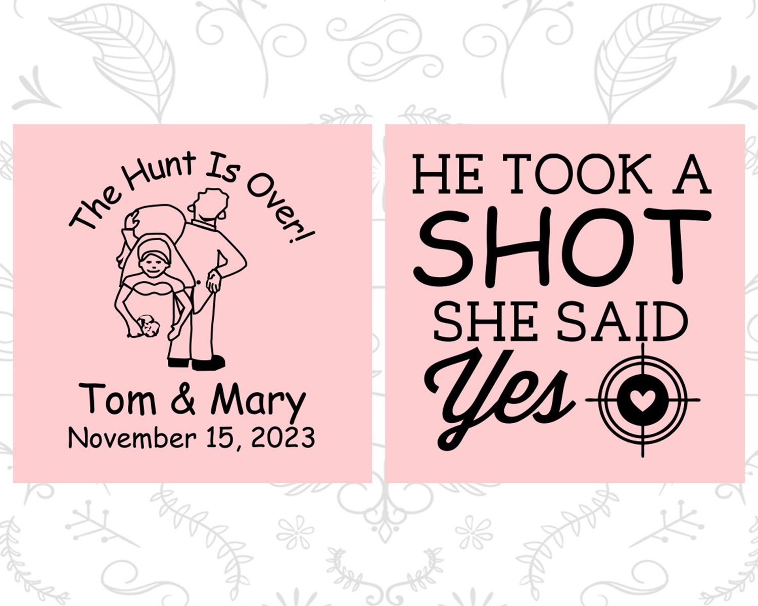 He Took a Shot She Said Yes Wedding Item The Hunt is Over | Etsy España