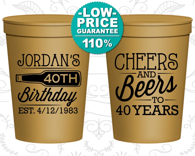 40th Birthday Party Cups Personalized Birthday Cups Custom | Etsy