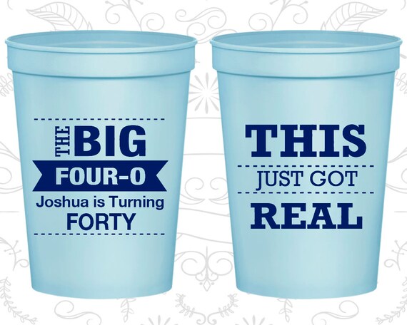 40th Birthday Cups Promotional Birthday Cup Favors the Big | Etsy