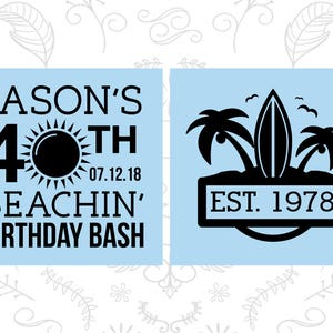 40th Birthday Party Cups, Custom Birthday Favor Cups, Beach Birthday ...