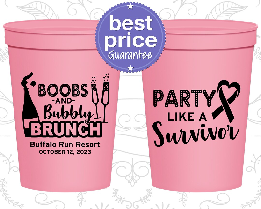 Breast Cancer Plastic Cups, Breast Cancer Awareness Party Favors ...