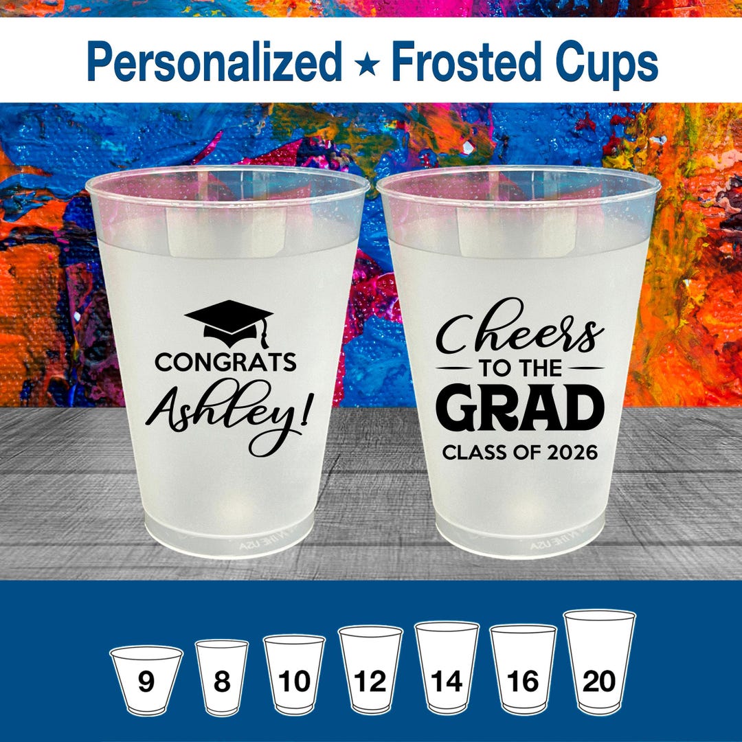 Graduation Frosted Cups, Graduation Party Favors, Grad Gifts, College ...
