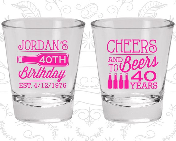 40th Birthday Shot Glasses Custom Birthday Shot Glass Cheers | Etsy