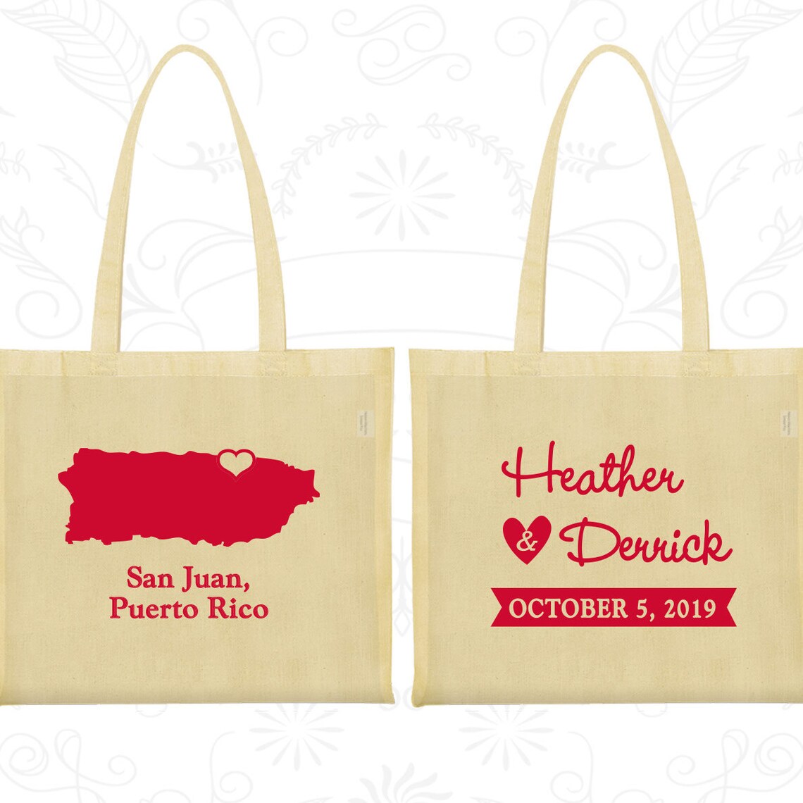 Puerto Rico Tote Bags Puerto Rico Wedding Cotton Canvas - Etsy