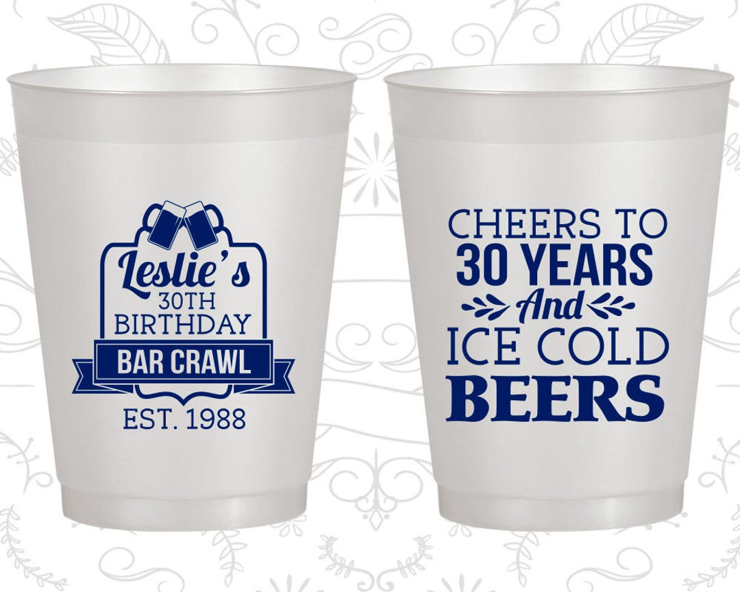 30th Birthday Frosted Cups, Cheers to 30 Years, Ice Cold Beers, Frosted ...