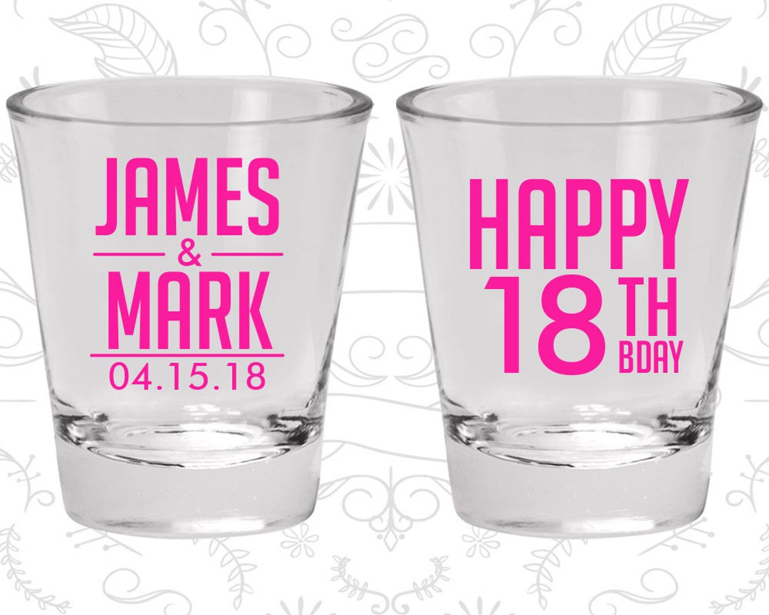 18th Birthday Shot Glasses, Promotional Birthday Glass, Happy Birthday ...