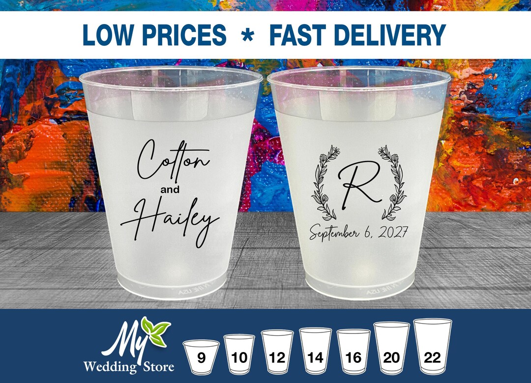 Personalized Wedding Cups, Frosted Cups, Shatterproof Frost Flex Cups ...