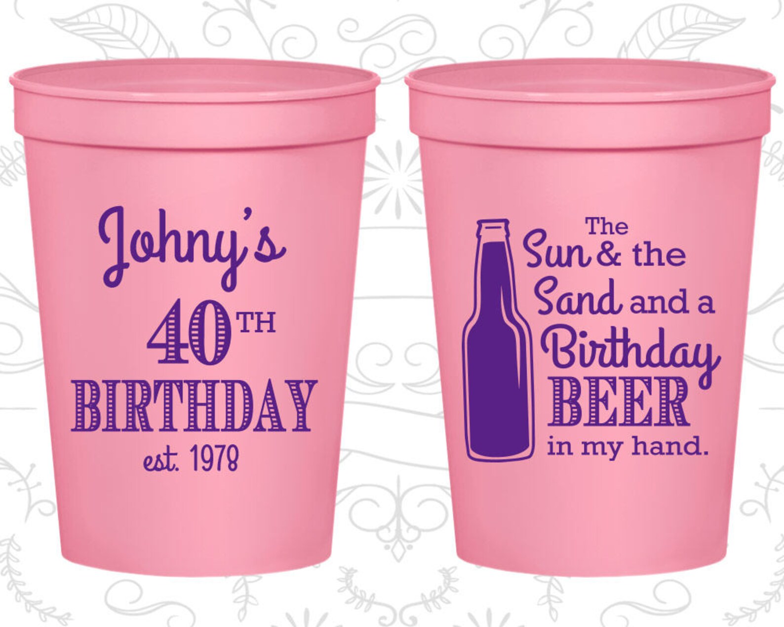 40th Birthday Cups Promotional Birthday Cup Favors Sun and - Etsy