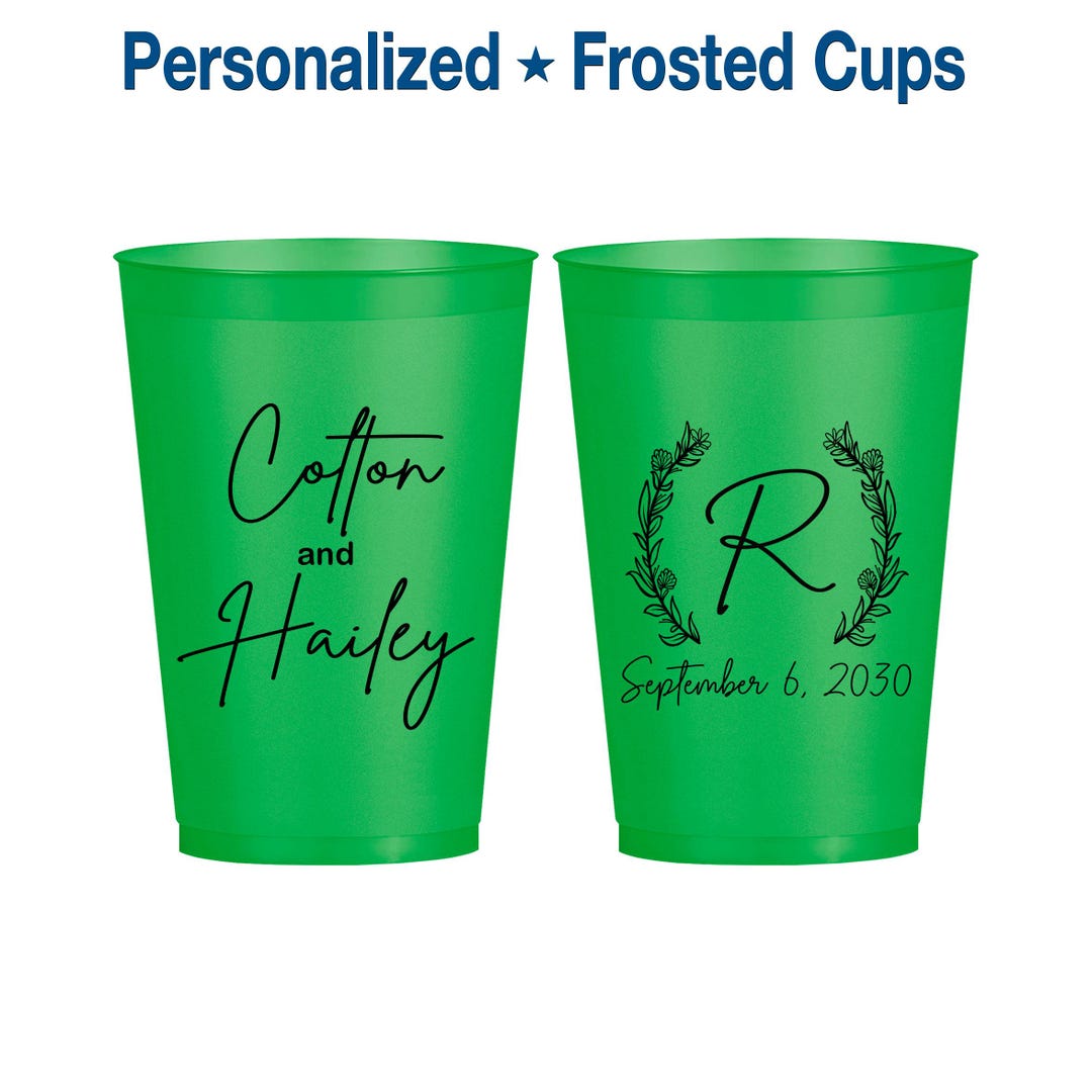 100 Pcs | Personalized Frosted Cups, Green 12 Ounce Wedding Frost Flex ...