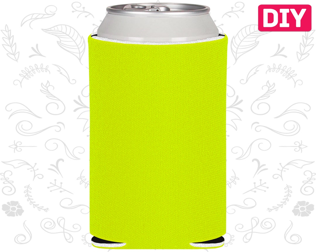 100 Pack - Blank Can Coolers Neon Yellow Blank Coolers Bright Yellow ...