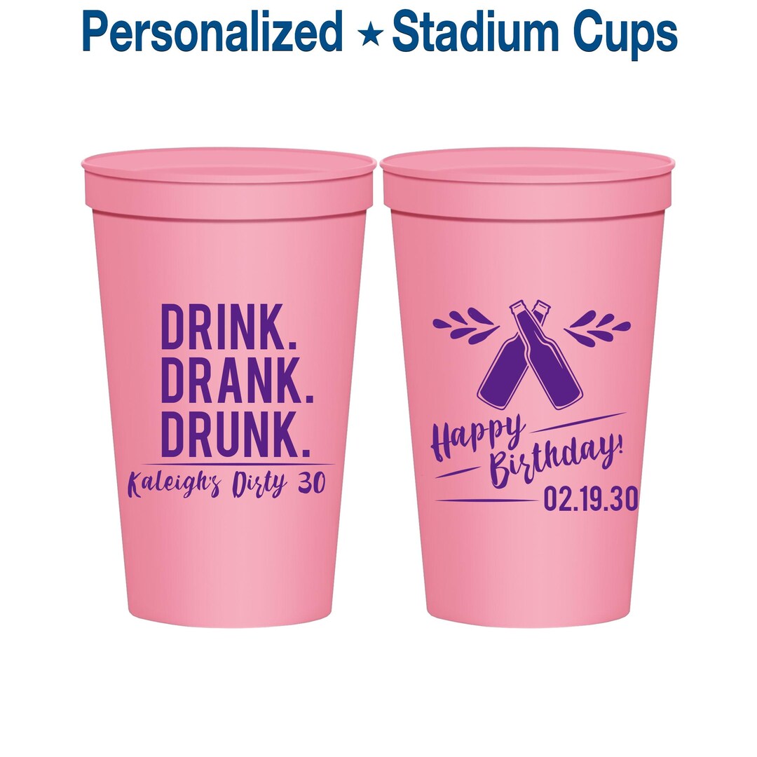 30th Birthday Party Cups, Personalized Birthday Cups, Custom Birthday ...
