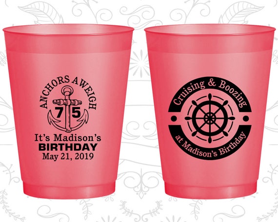 75th Birthday Frosted Cups, Anchor Birthday, Nautical Birthday, Anchors ...