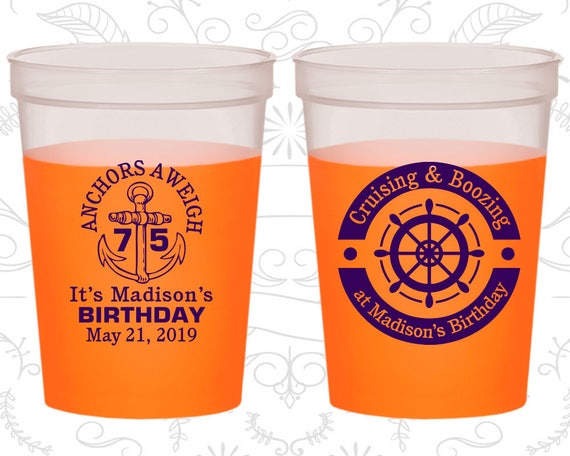 75th Birthday Mood Cups, Anchor Birthday, Nautical Birthday, Anchors ...