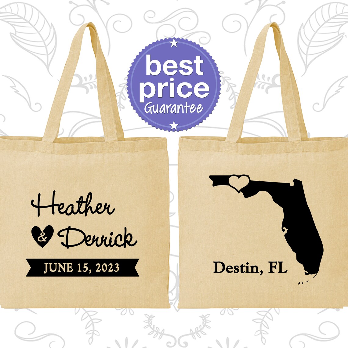 Florida Wedding Florida Tote Bags Wedding Canvas Bags - Etsy