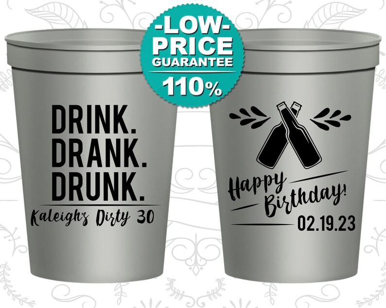 30th Birthday Party Cups Personalized Birthday Cups Custom | Etsy