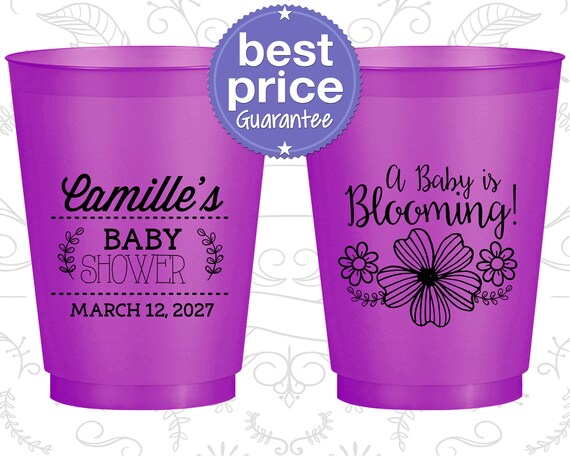 Floral Baby Shower Baby Shower Frosted Cups A Baby is | Etsy