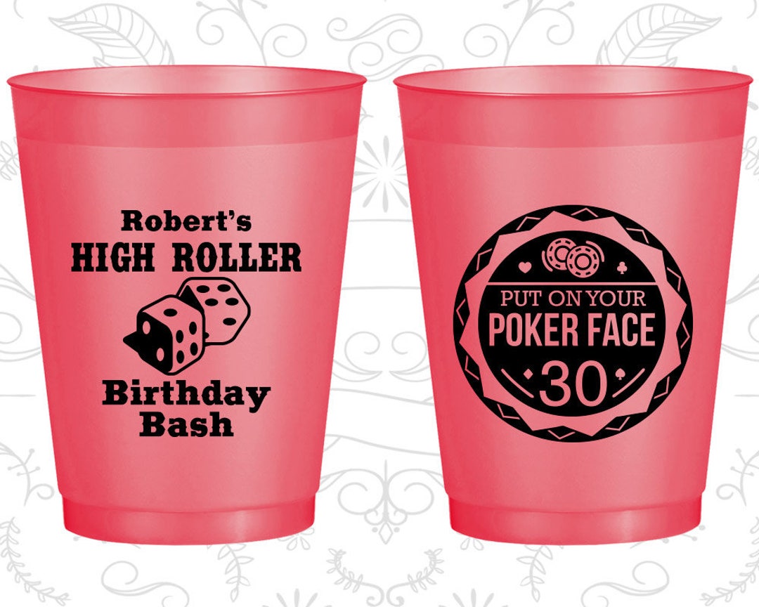 30th Birthday Frosted Cups, Casino Birthday, Vegas Birthday, Frosted ...