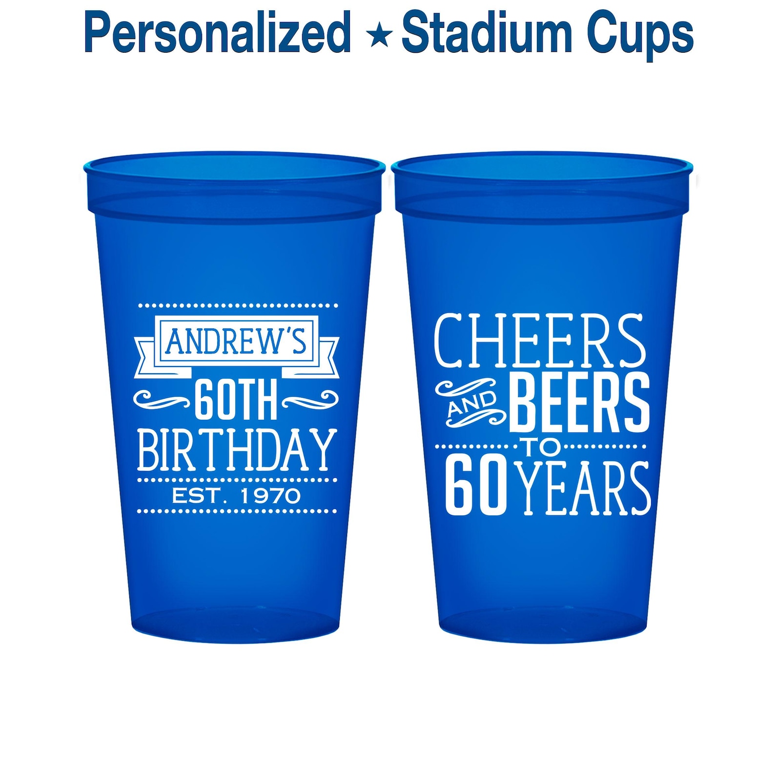 60th Birthday Party Cups, Cheap Birthday Cup Favors, Cheers to 60 Years ...