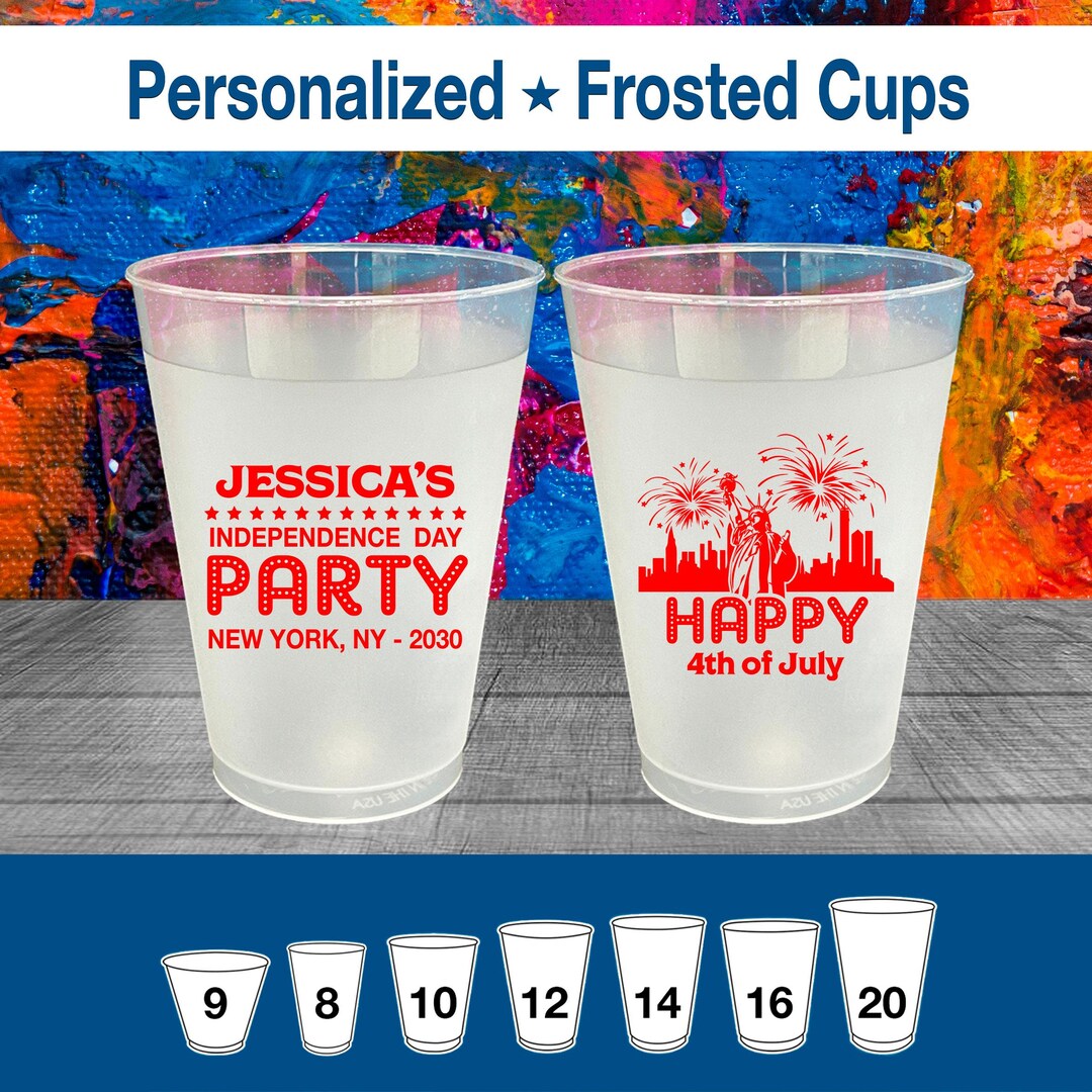 4th of July Frosted Cups, Independence Day, July 4th Decorations ...