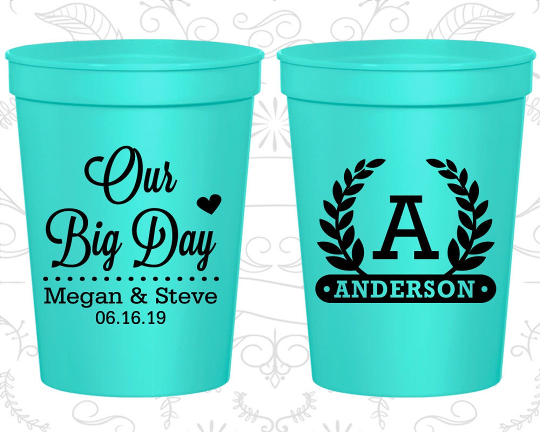 Monogrammed Cups, Wedding Cups, Monogram Cups, Our Big Day Cups ...