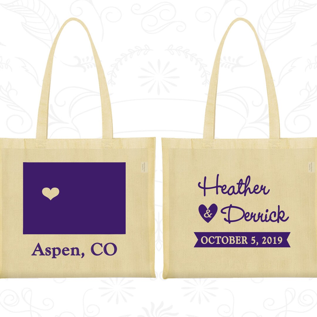 Colorado Wedding, Colorado Tote Bags, Personalized Canvas Bags ...