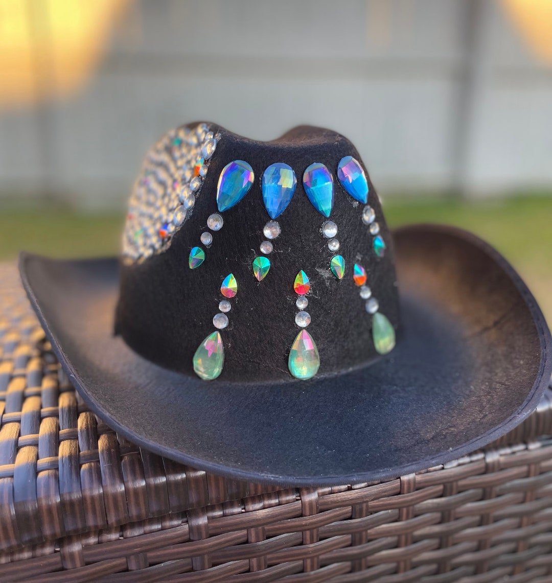 Black Rhinestone Cowboy Hat - Etsy