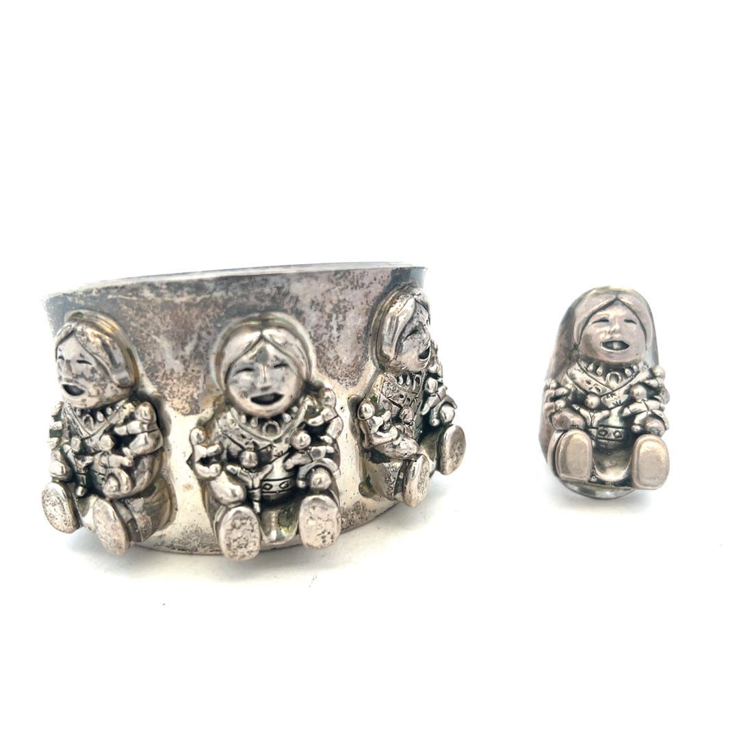 Vintage Native American Storyteller Cuff Ring Set Carol Felley. 89 ...