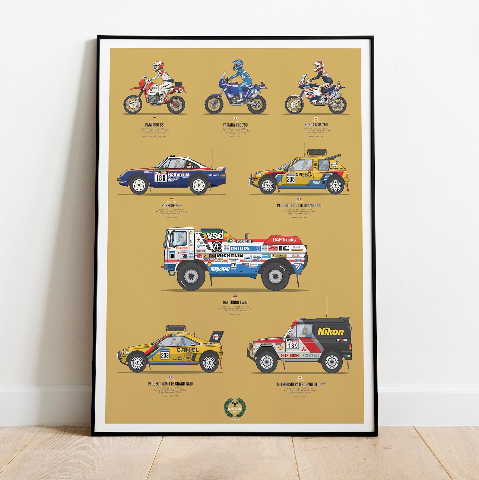 Paris Dakar Legends Illustration Giclee Print - Etsy
