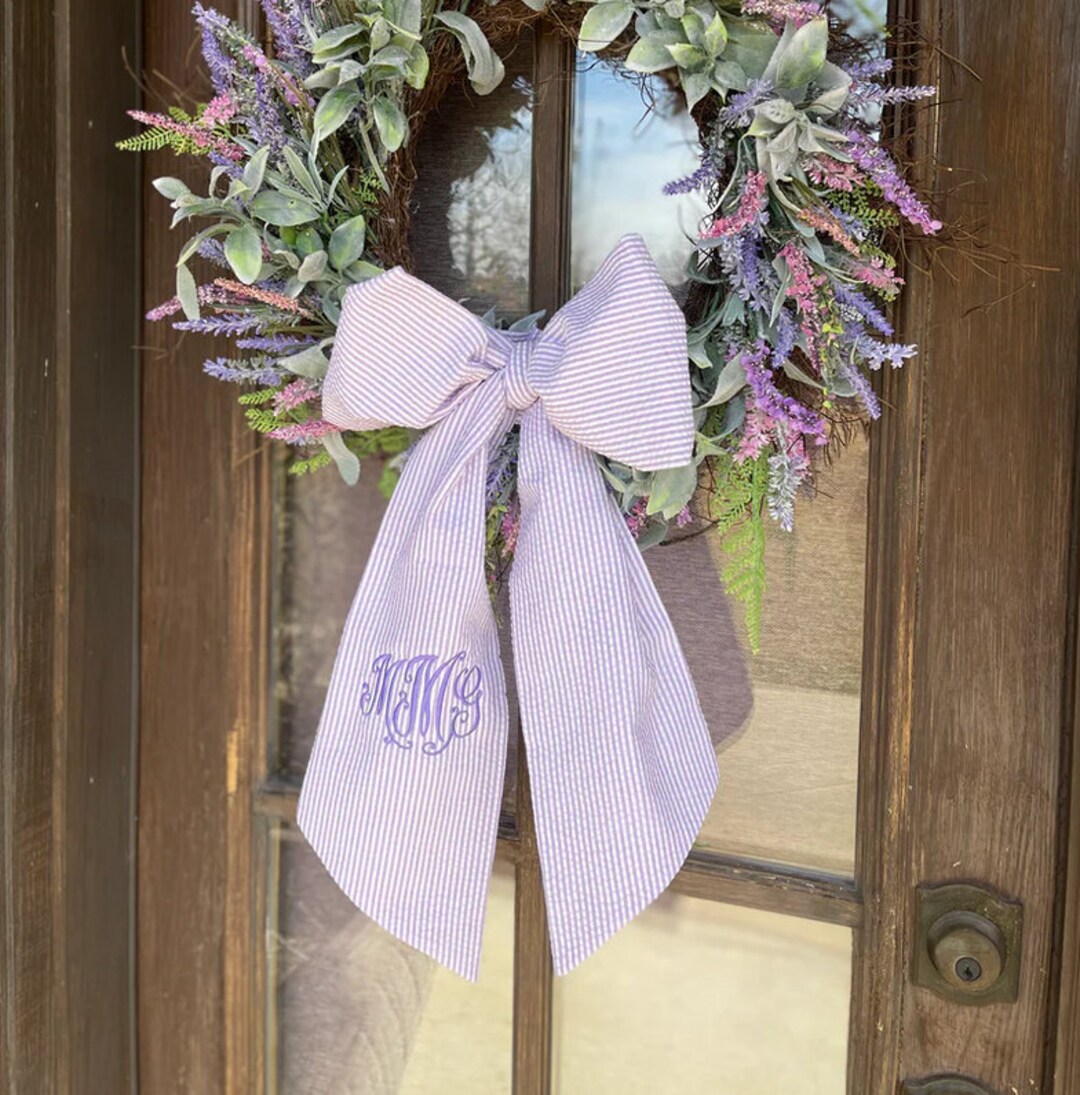 Monogrammed Wreath Sash, Front Door Bow Sash, Seasonal Sash Holiday ...