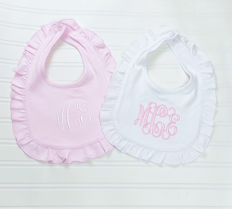 Monogrammed Ruffle Baby Bib Personalized Bibs First Birthday - Etsy