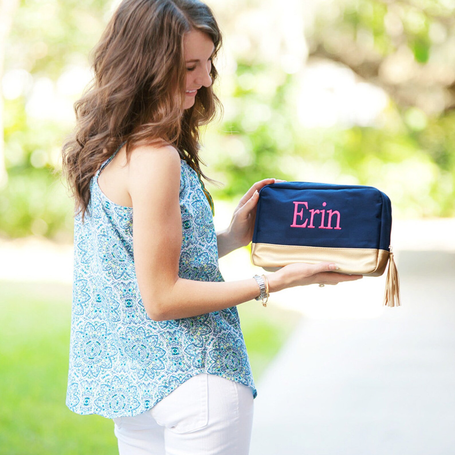 Personalized Monogrammed Cosmetic Bag Monogrammed Toiletry | Etsy