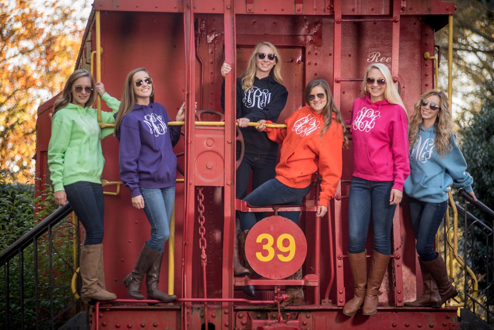 Monogrammed Long Sleeve Hooded Sweatshirt Personalized | Etsy