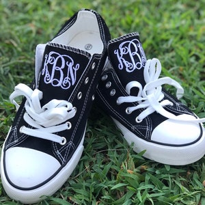 Monogram Canvas Sneaker Shoes, Personalized Womens Shoes, Ladies Canvas ...
