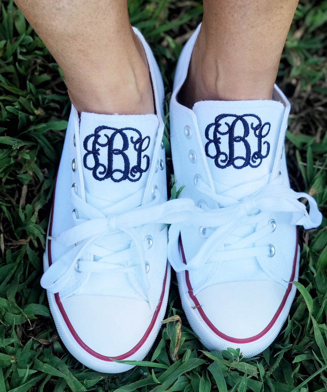 Monogram Canvas Sneaker Shoes, Personalized Womens Shoes, Ladies Canvas ...