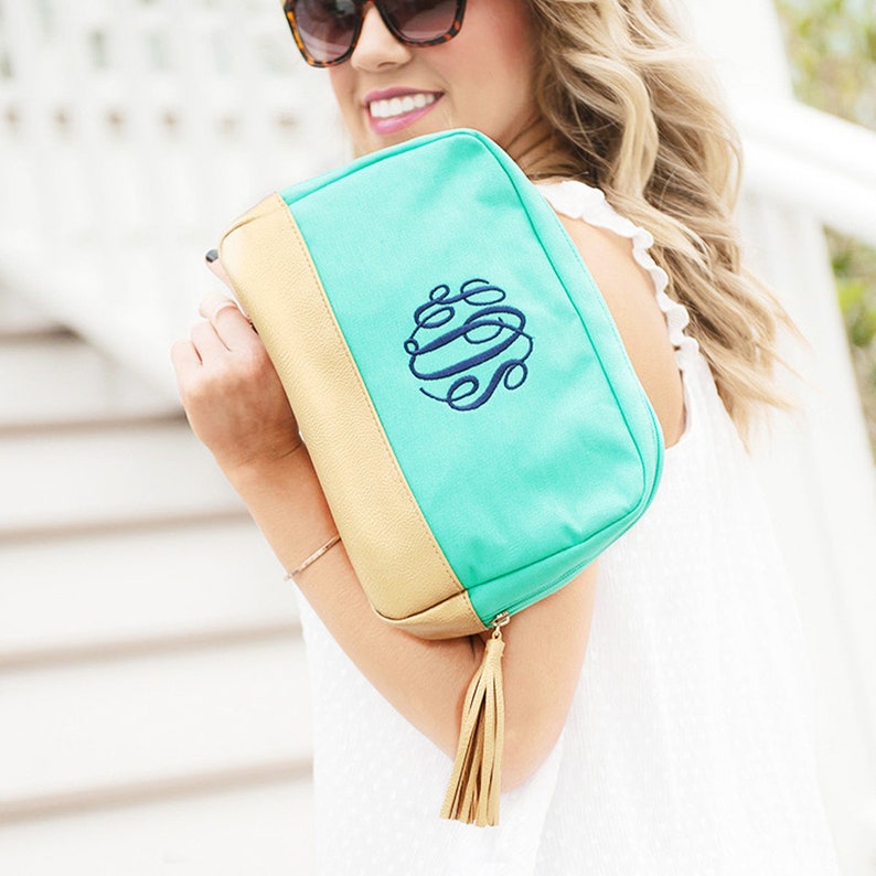 Personalized Monogrammed Cosmetic Bag Monogrammed Toiletry | Etsy