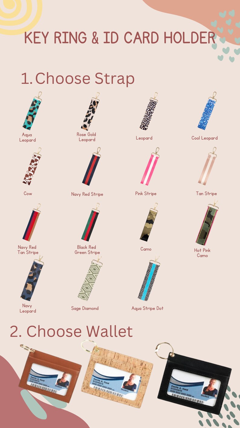 Key Ring & ID Card Holder Keychain Wallet for Women Wristlet - Etsy