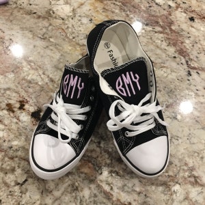 Monogram Canvas Sneaker Shoes, Personalized Womens Shoes, Ladies Canvas ...