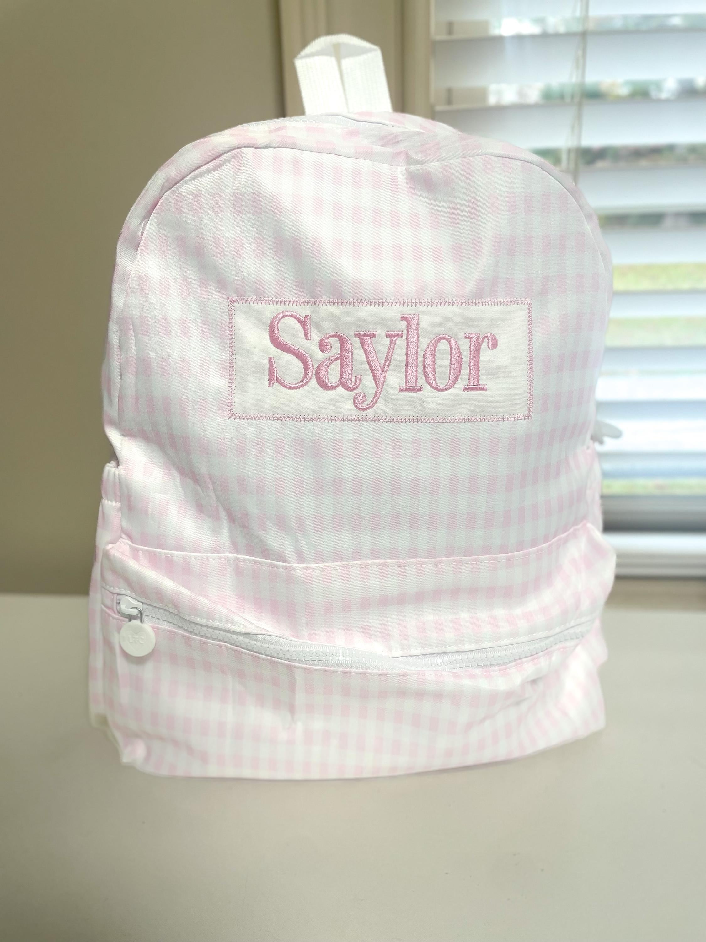 Monongram Personalized Gingham Backpack Lunch, Diaper Bag, Custom Kids ...