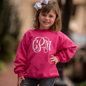 Monogrammed Kids Crew Neck Sweatshirt, Personalized Monogram Youth ...