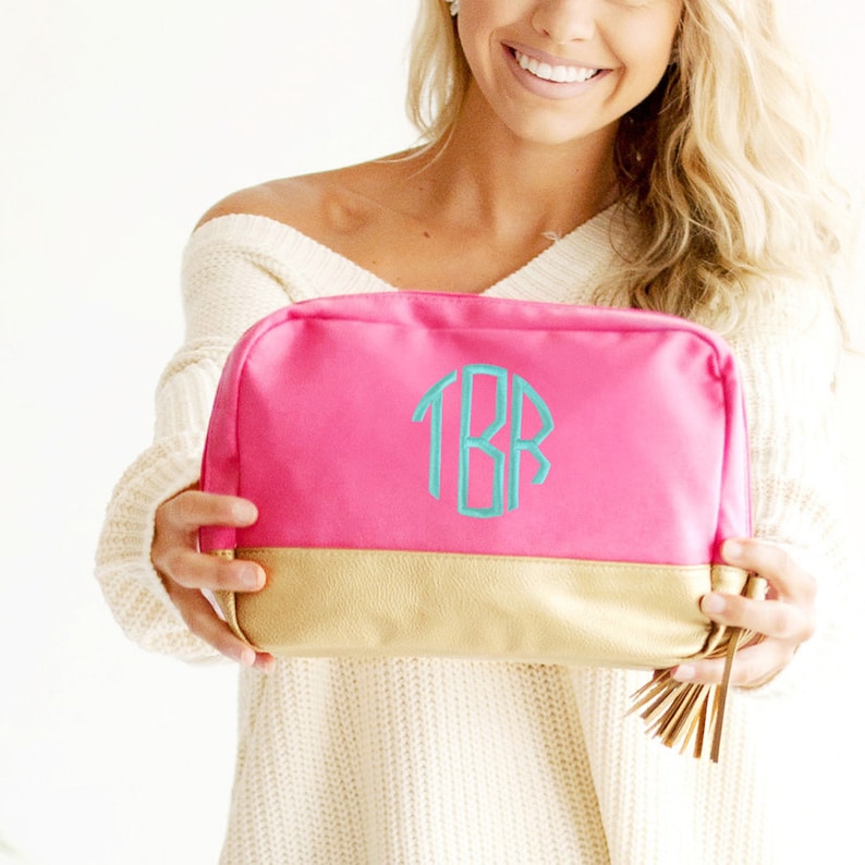 Personalized Monogrammed Cosmetic Bag Monogrammed Toiletry | Etsy