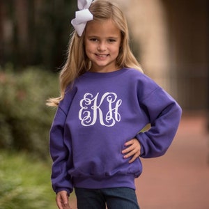 Monogrammed Kids Crew Neck Sweatshirt, Personalized Monogram Youth ...