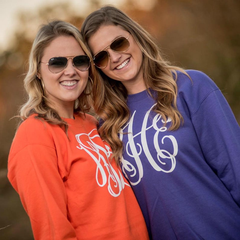 Monogrammed Long Sleeve Crew Neck Sweatshirt Personalized | Etsy