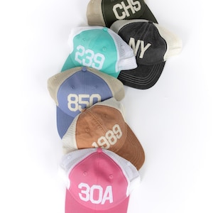 Custom Area Code Trucker Hat, Baseball Cap, Ponytail Baseball Hat, Airport Code Hat, Custom ...