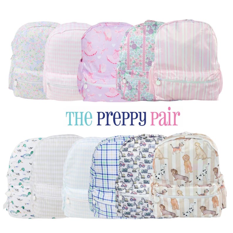 Monongram Personalized Gingham Backpack Lunch, Diaper Bag, Custom Kids ...