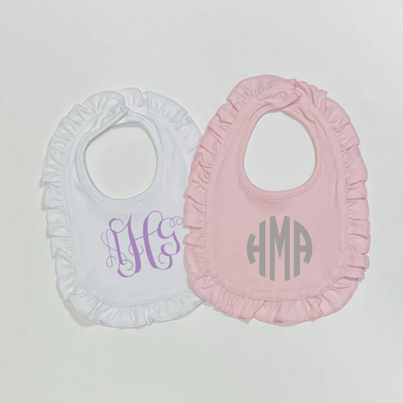 Monogrammed Ruffle Baby Bib Personalized Bibs First Birthday - Etsy