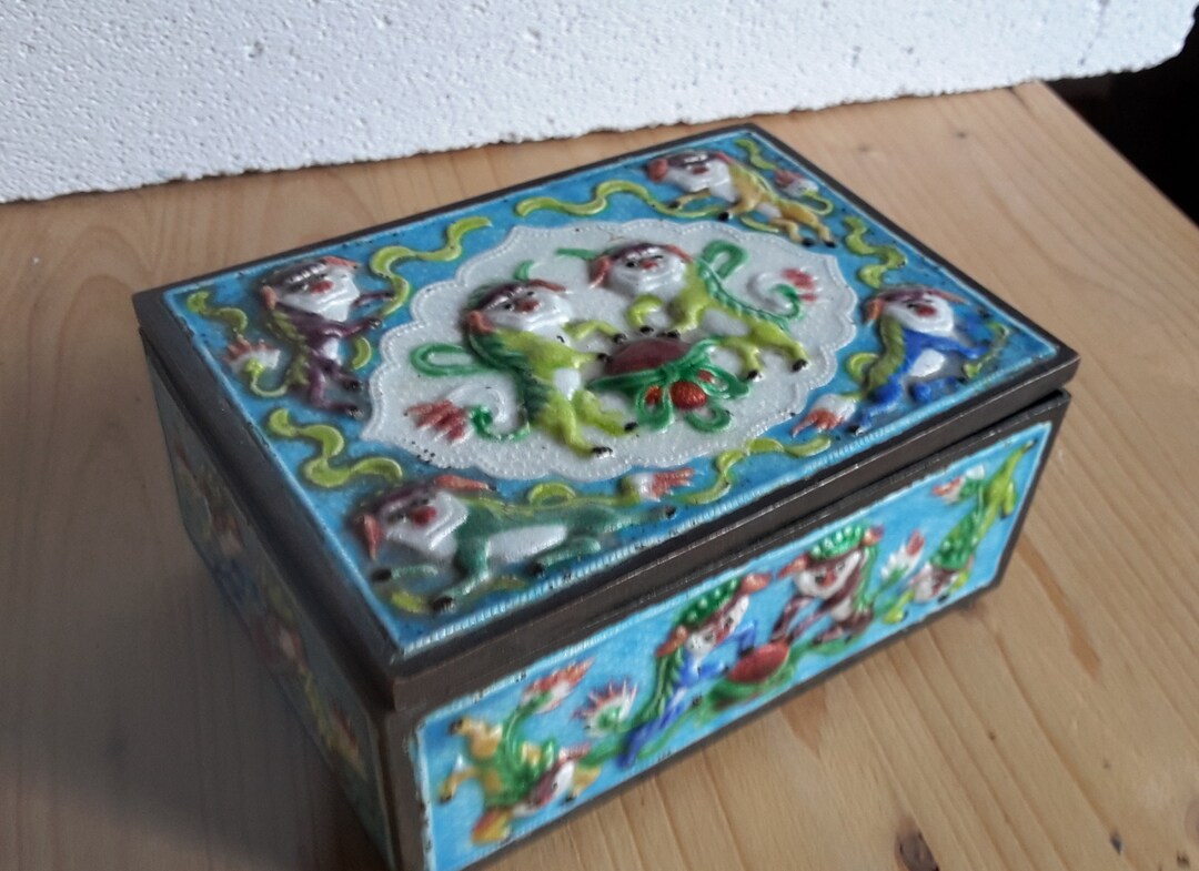 Antique Cloisonne Chinese Box/enamel Tobacco Box Chinese/metal Box ...